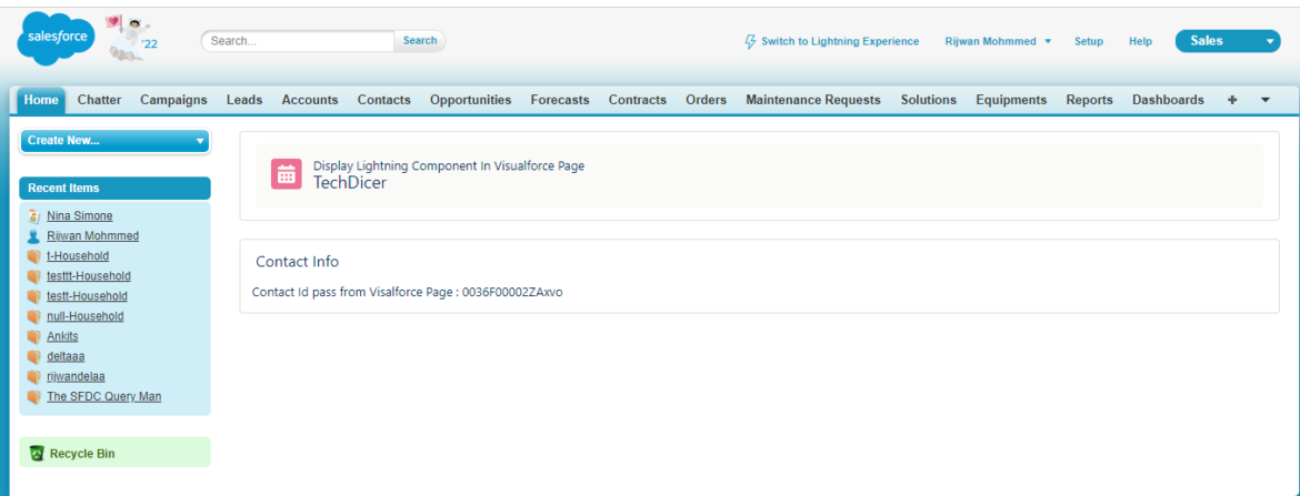 Display Lightning Component In Visualforce Page Techdicer