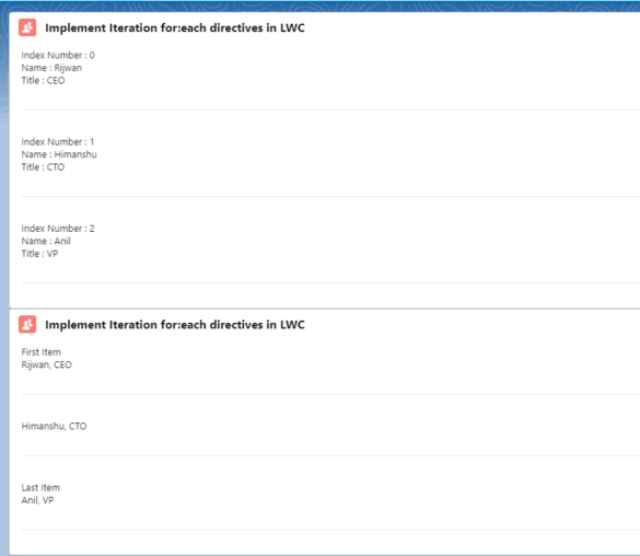 Implement Iteration for:each directives in LWC - Techdicer Implement Iteration for:each directives in LWC - Techdicer