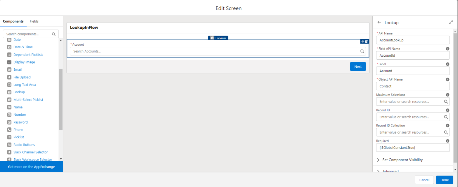 How to add lookup field in screen flow in Salesforce - Techdicer
