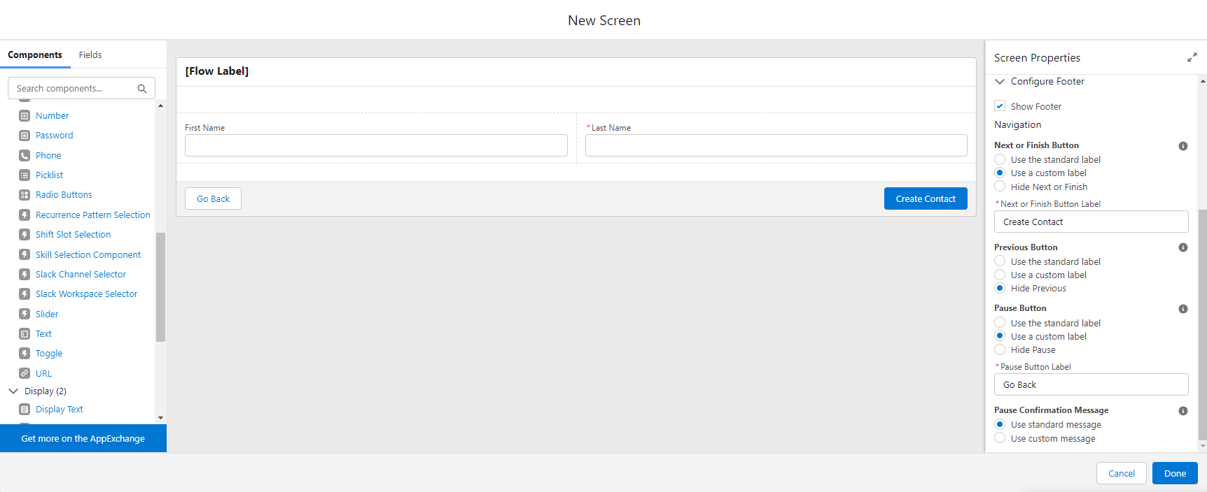 Customize Button Labels In The Flow Screen Footer Techdicer