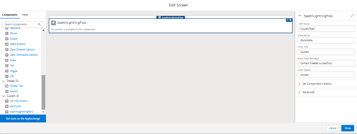 Show Toast Message in Lightning Flows Salesforce - Techdicer